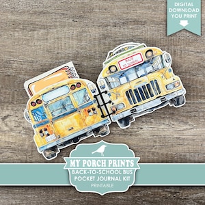 Back to School Bus Pocket Journal Kit, Kids, Boy, Girl, Cute, Lunch Box ...