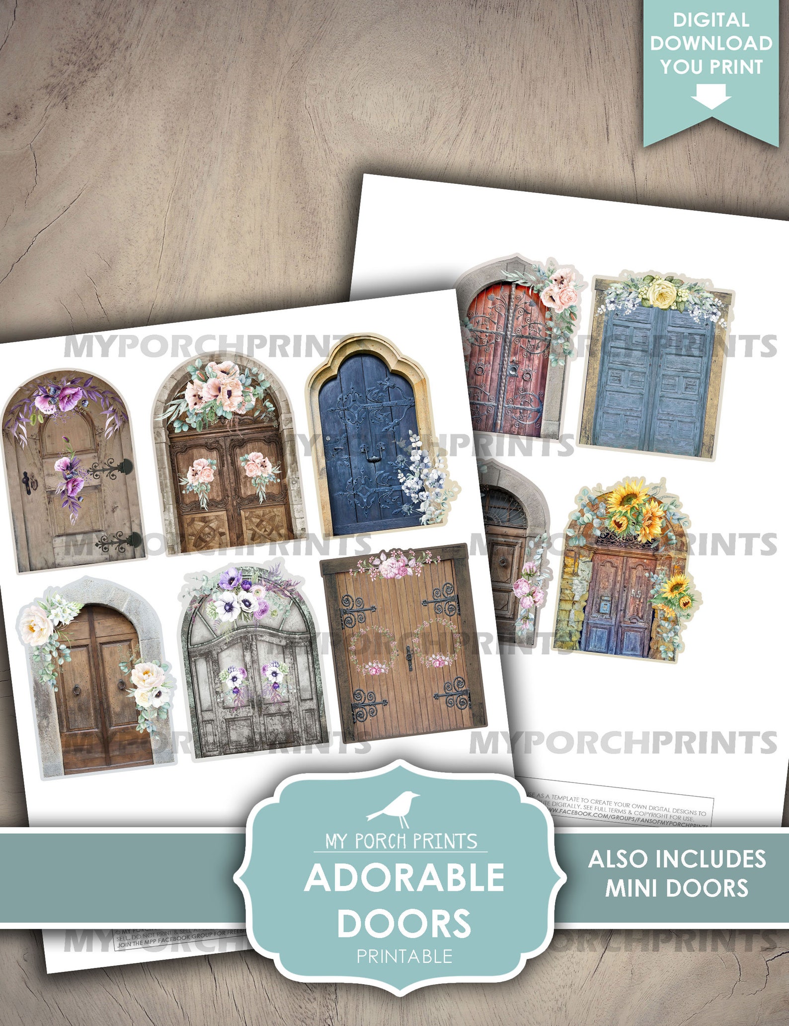 Adorable Doors, Junk Journal, Door, Open, Gift, Card, Cover, Wood ...