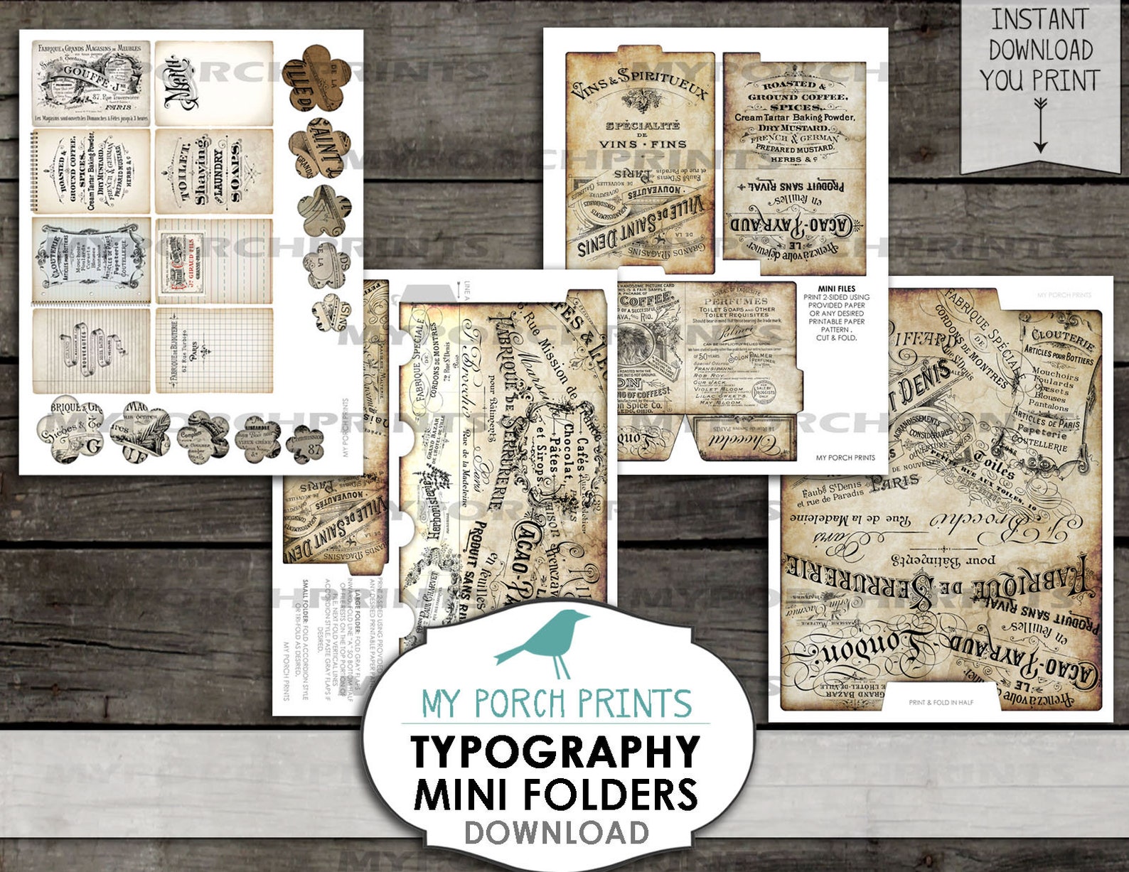 Mini File Folders Typography Scrapbook Kit Junk Journal - Etsy