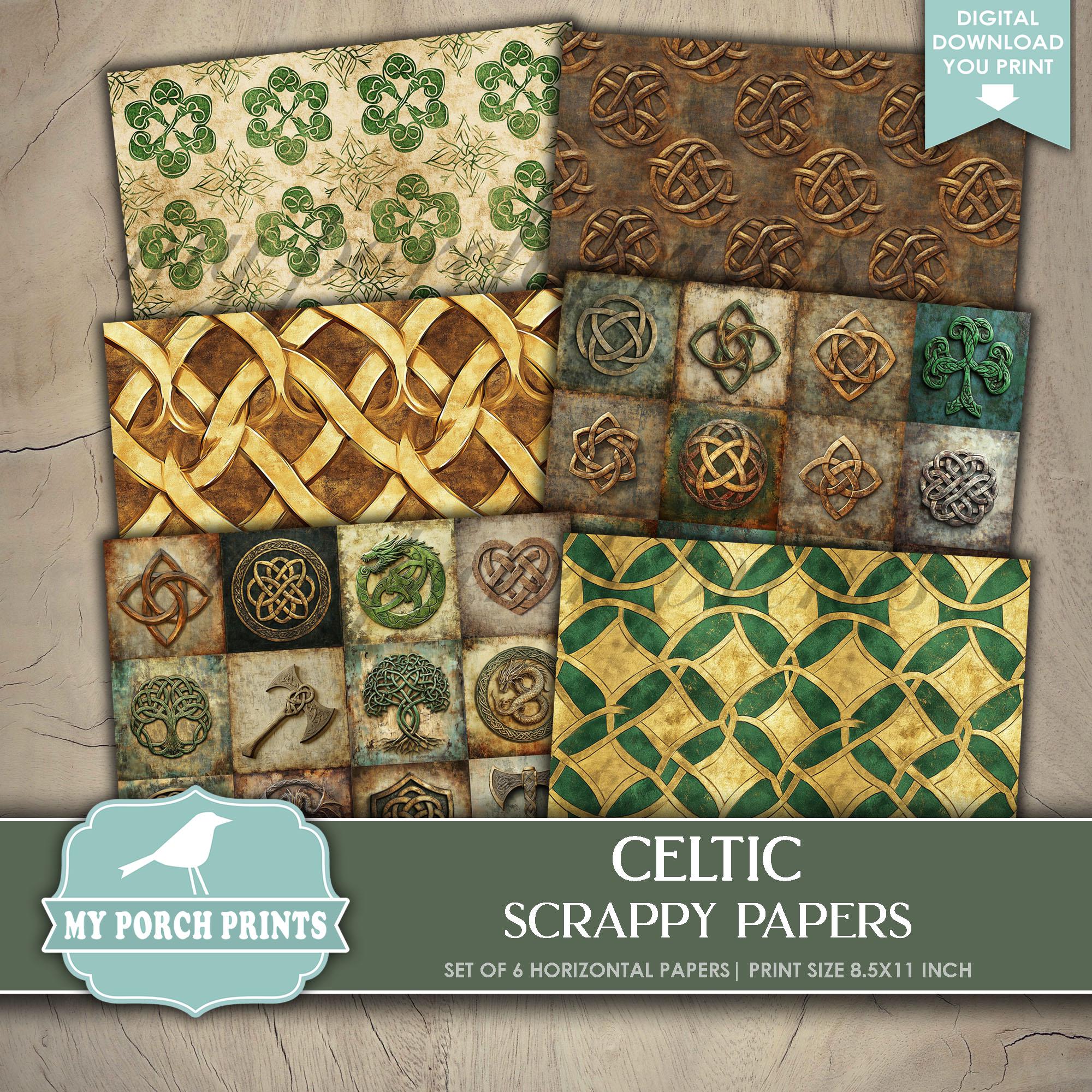 Celtic Scrappy Papers, Junk Journal, Green, Spring, St Patrick's ...