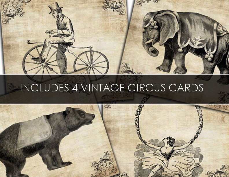 Vintage Circus Tickets, Junk Journal, Circus, Birthday Vintage Circus Tickets, Junk Journal, Circus, Birthday
