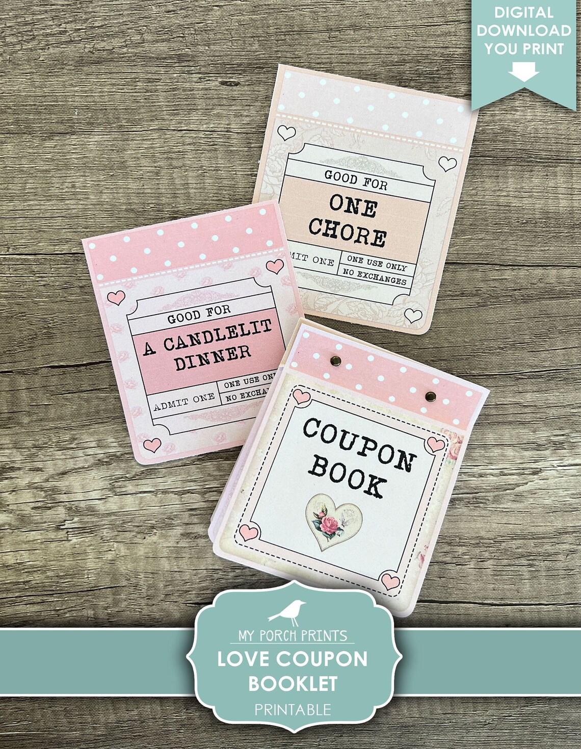 Valentine Coupon Book Love Coupons Ticket Booklet Romantic Valentines ...