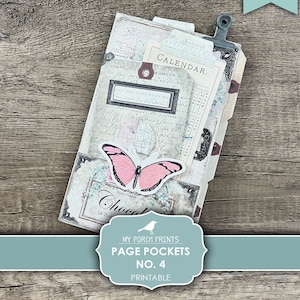 Junk Journal, Page Pockets, No. 4, Kit, Folio, Folder, Shabby, Butterfly, Insert, Pink, My Porch ...