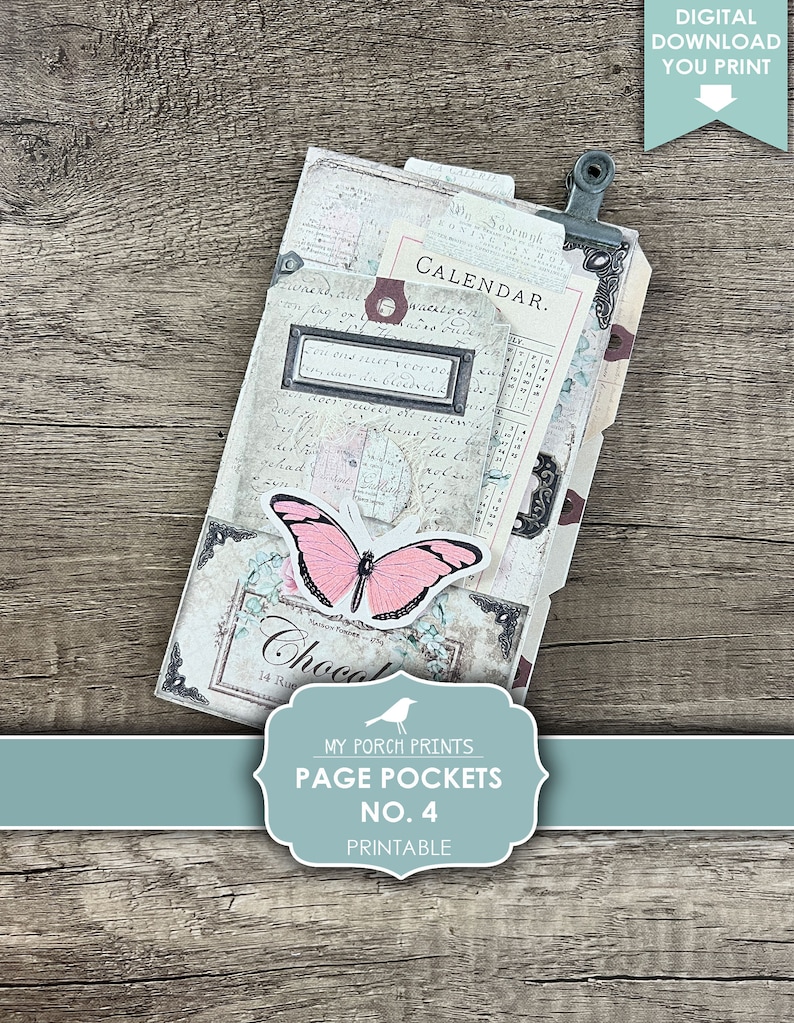 Junk Journal Page Pockets No. 4 Kit Folio Folder Shabby - Etsy