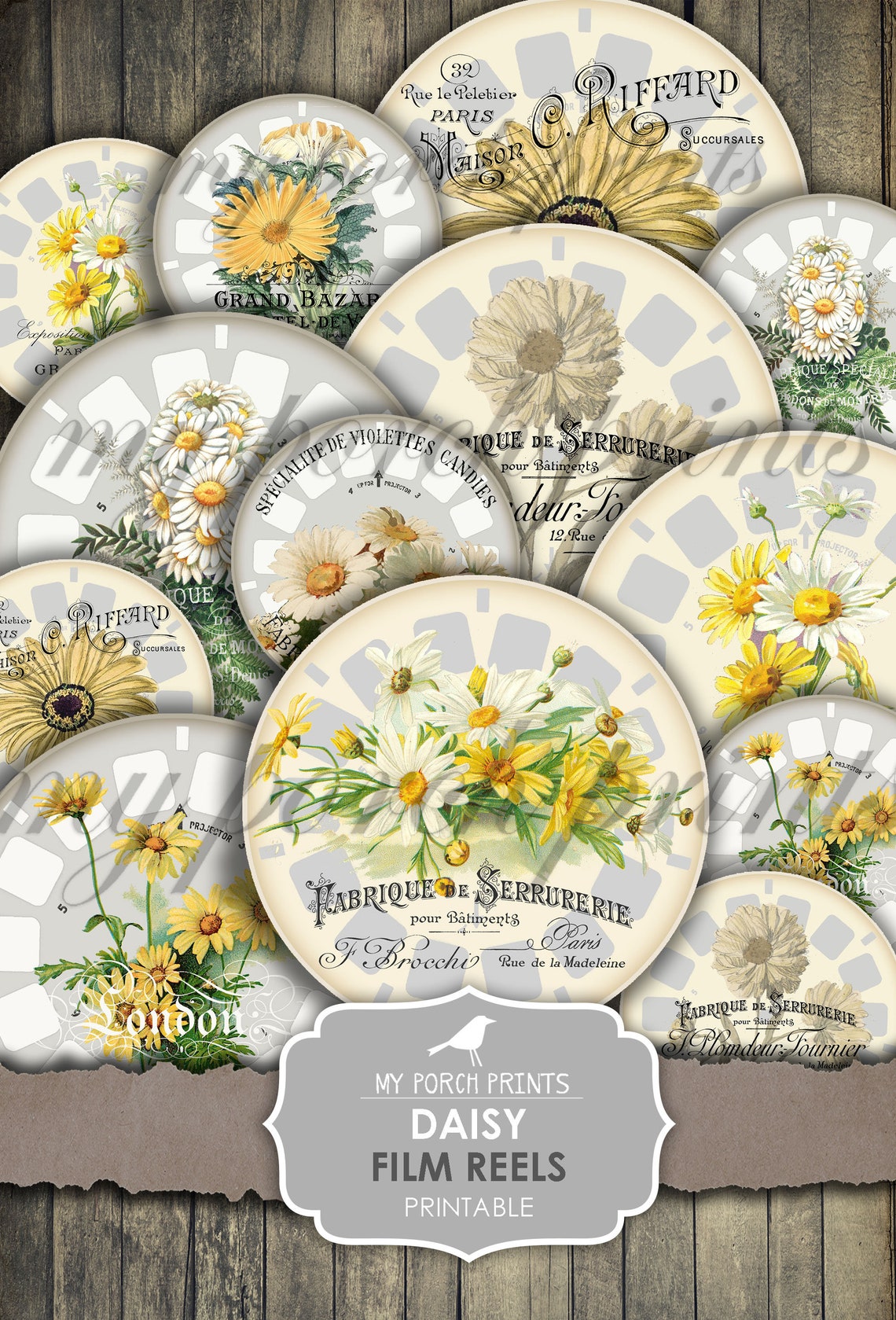 Daisy Film Reels Junk Journal Kit Flower Vintage My Porch | Etsy