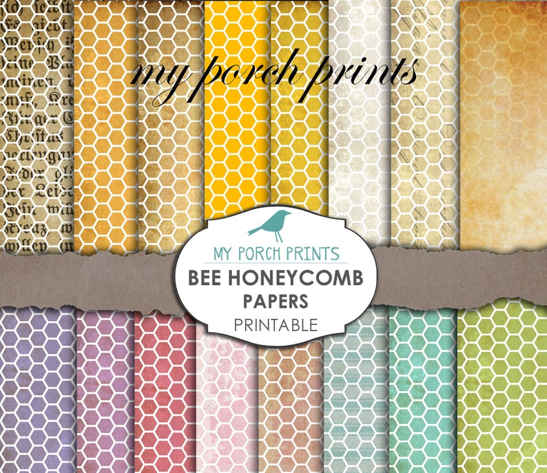 Junk Journal, Bee, Honeycomb, Printable, Papers, Yellow, Beekeeper ...