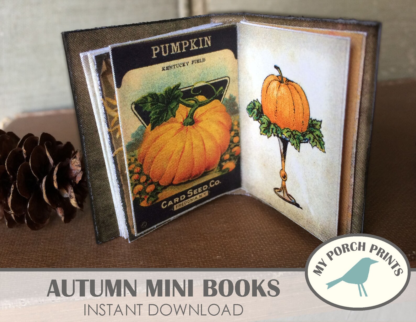 Autumn Mini Books, Fall, Mini Album, Necklace, Scrapbook, Printable ...