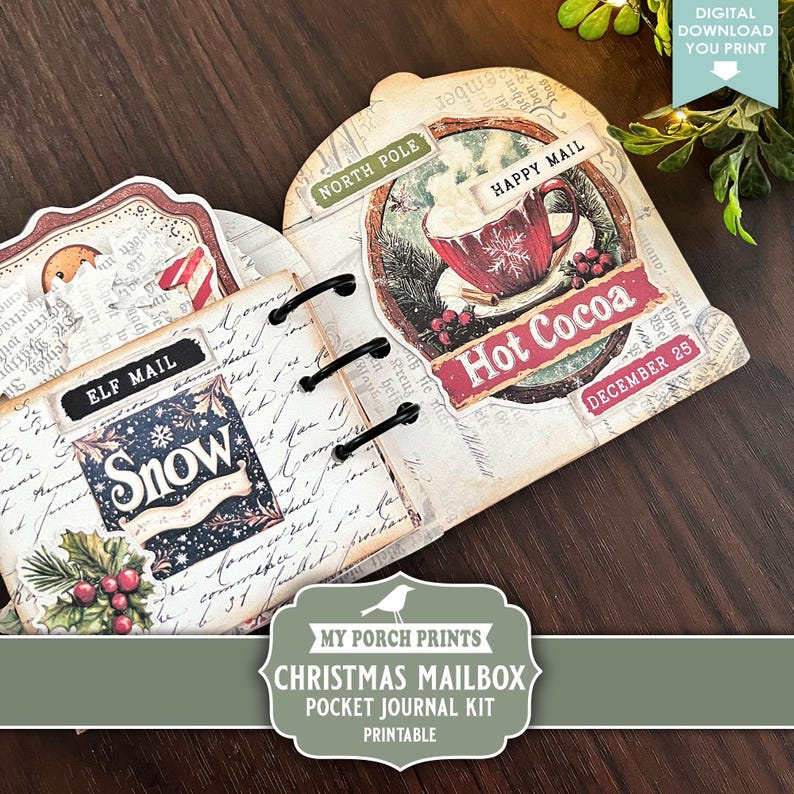 Christmas Mailbox Pocket Junk Journal Kit, Happy Mail, Photo Album, No ...