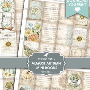 Mini Books, Almost Autumn, Junk Journal, Fall, Pumpkin, Blue, Green ...
