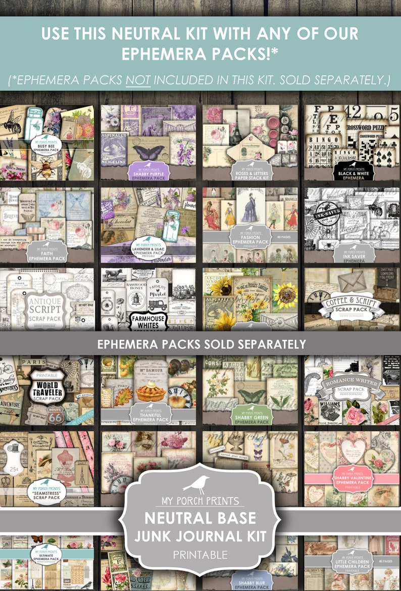 Junk Journal Kit Neutral Base Vintage Shabby Beige - Etsy