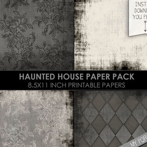 Halloween, Paper, Haunted House, Pack, Black & White, Junk Journal, Poe ...