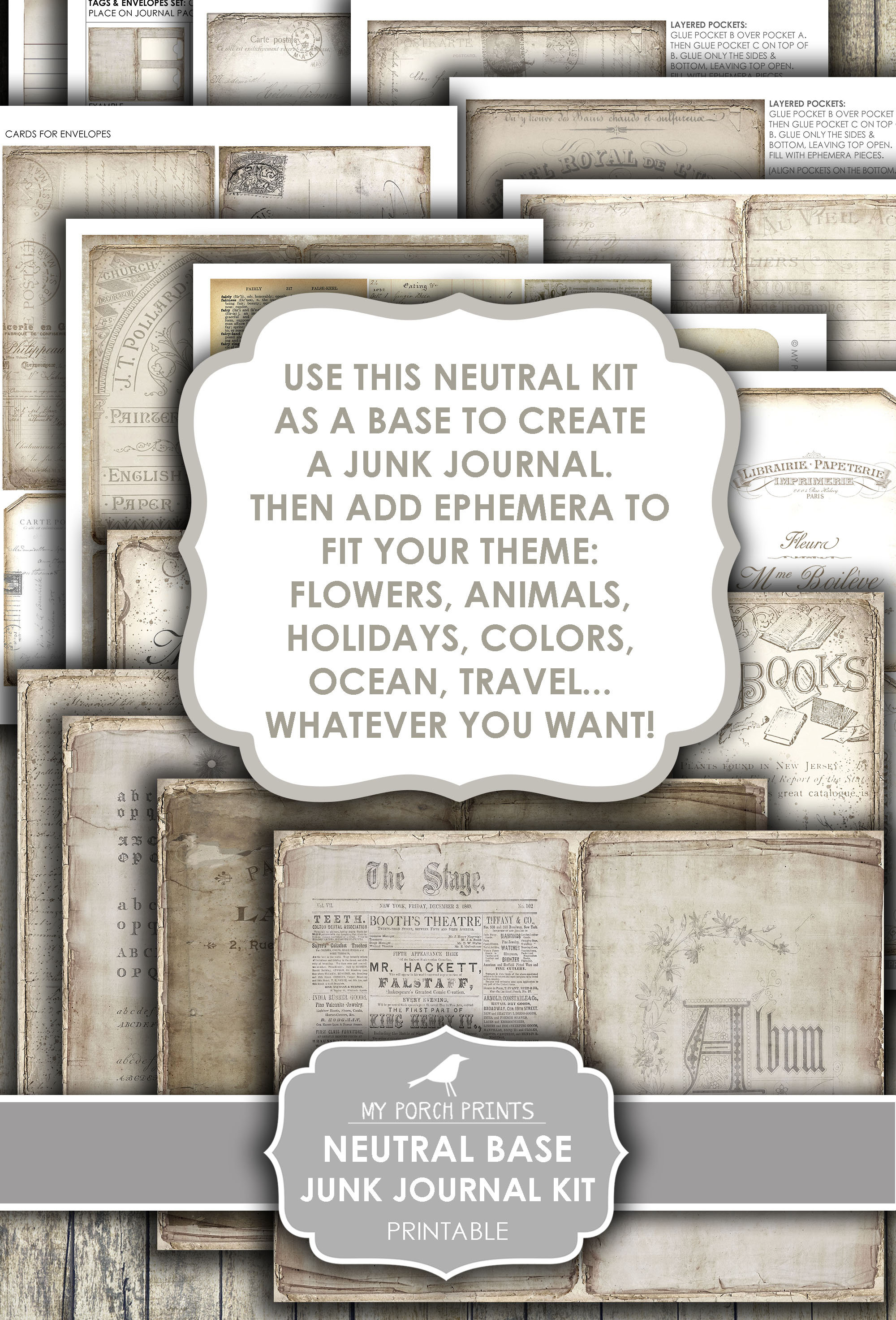 Junk Journal Kit Neutral Base Vintage Shabby Beige - Etsy