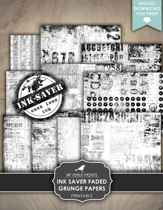 Faded Grunge Papers Junk Journal Ink Saver Vintage Black - Etsy