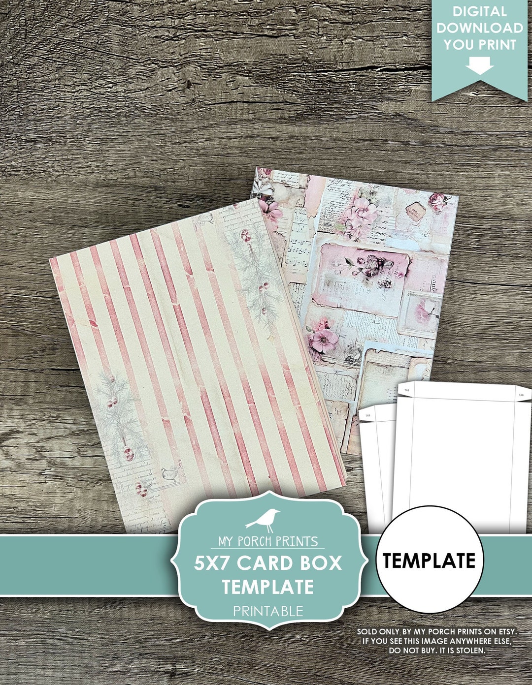 5x7 Inch Card Box Template, Junk Journal, Occasion, With Lid, Christmas ...