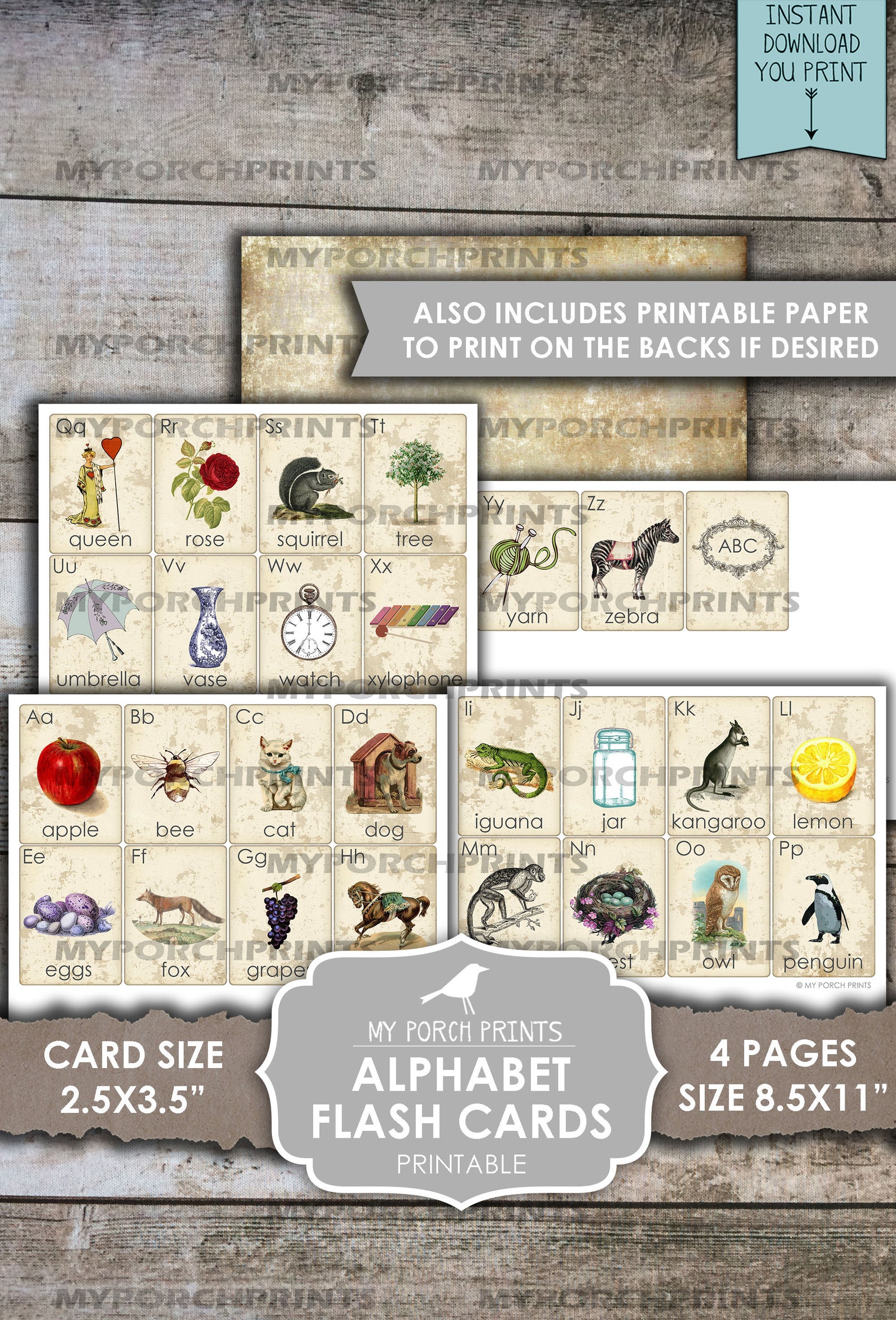 Flash Cards ABC Junk Journal Alphabet Letters | Etsy Canada