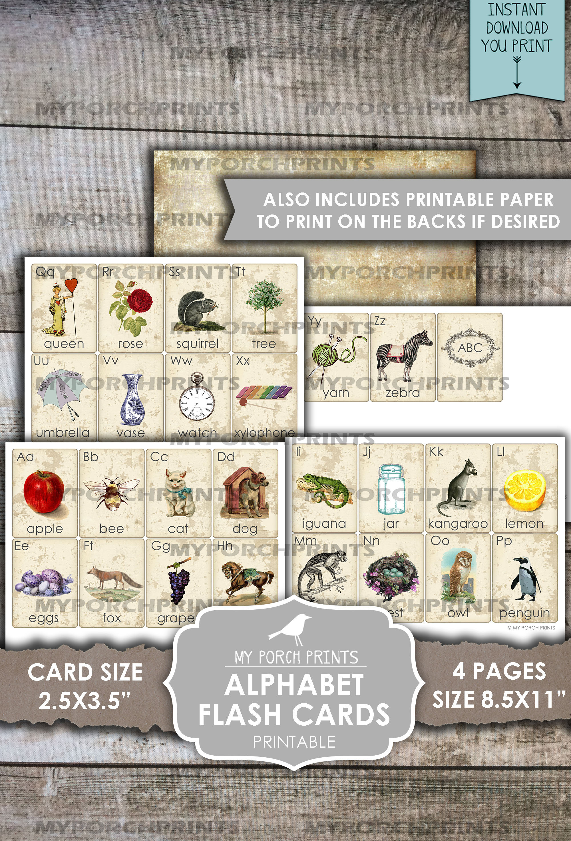 Flash Cards ABC Junk Journal Alphabet Letters | Etsy Canada