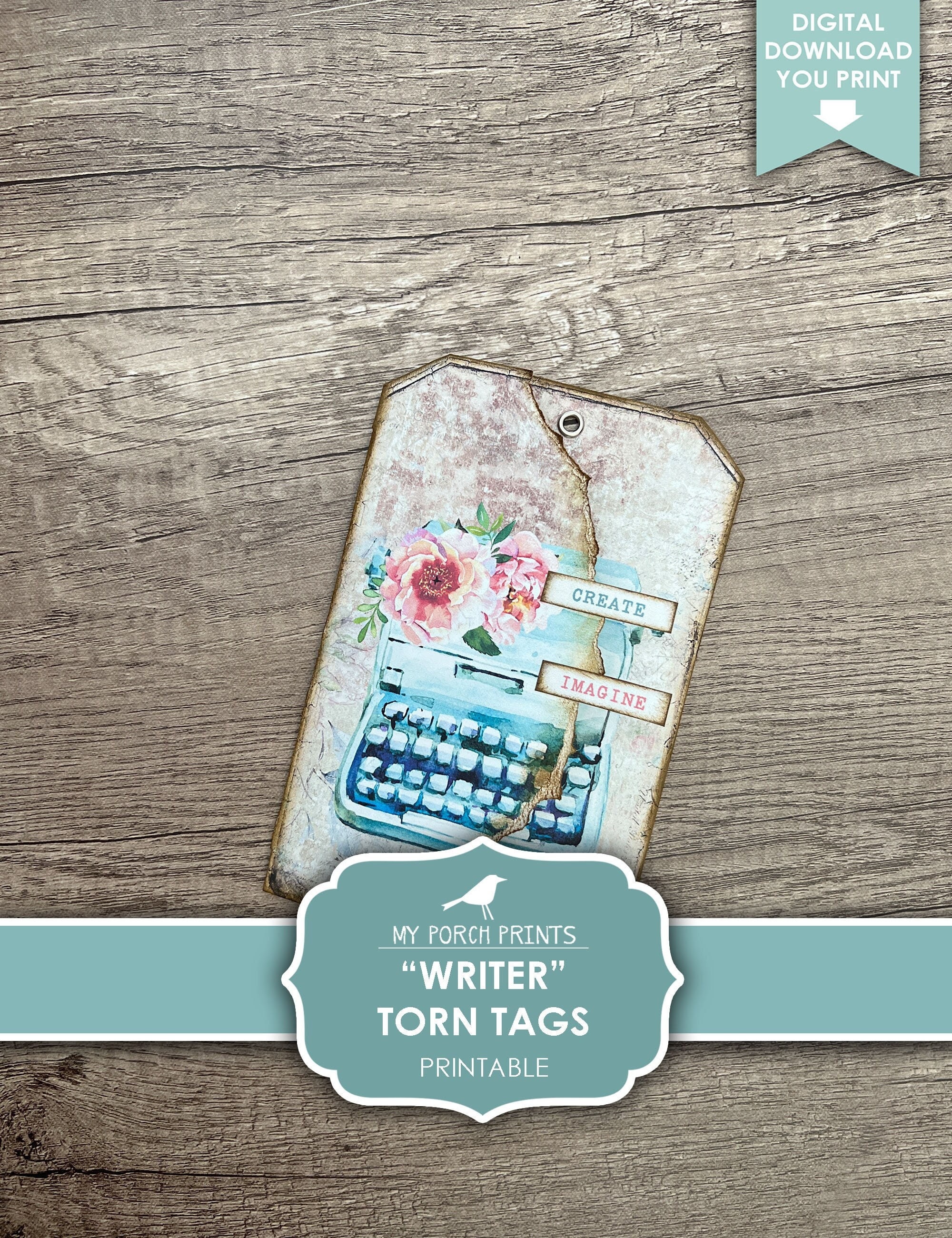 Torn Tags Writer Junk Journal Author Gift Card Jane | Etsy