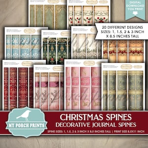 Christmas Spines for a Junk Journal, Book, Spine, Cover, Pink, Blue ...