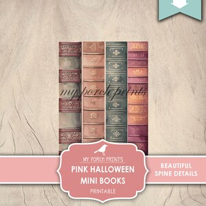 Pink Halloween Mini Books, Junk Journal, Witch, Magic, Miniature ...