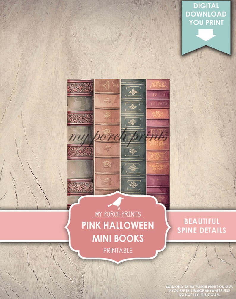 Pink Halloween Mini Books, Junk Journal, Witch, Magic, Miniature ...