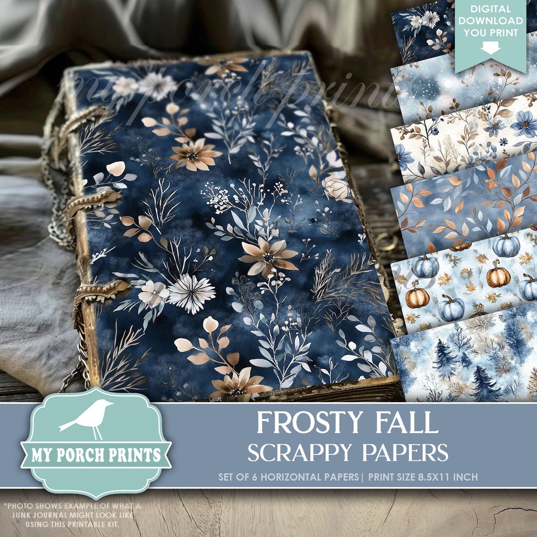 Frosty Fall Scrappy Papers, Junk Journal, Pages, Winter, Autumn ...