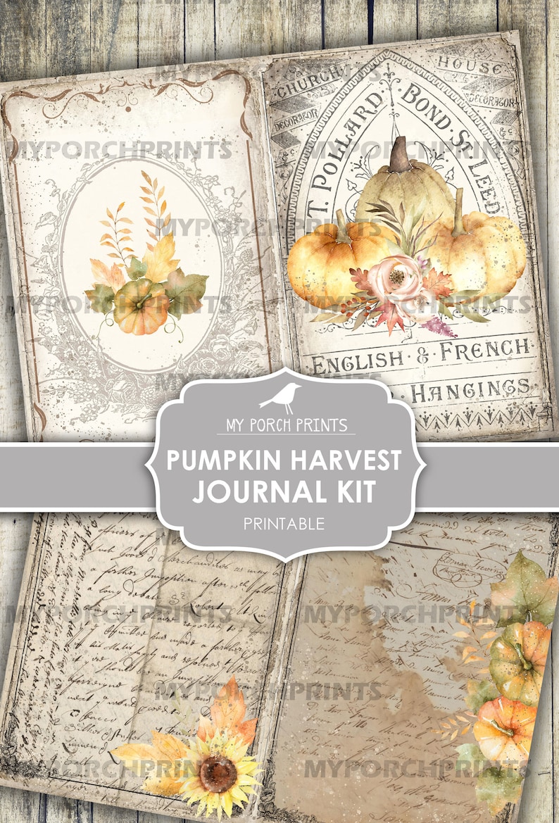 Junk Journal Kit, Pumpkin, Harvest, Fall, Autumn, Sunflower, My Porch ...