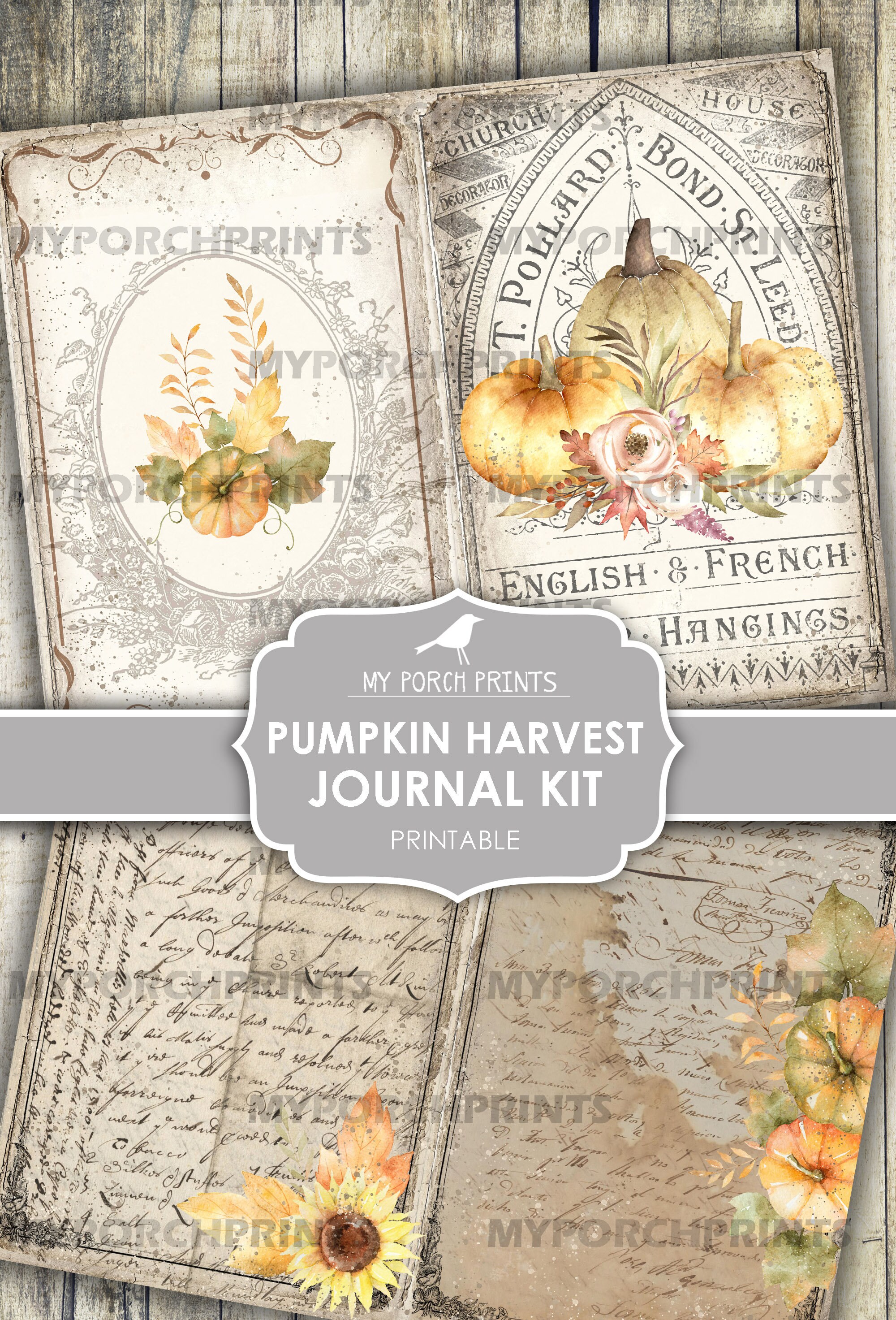 Junk Journal Kit Pumpkin Harvest Fall Autumn Sunflower - Etsy