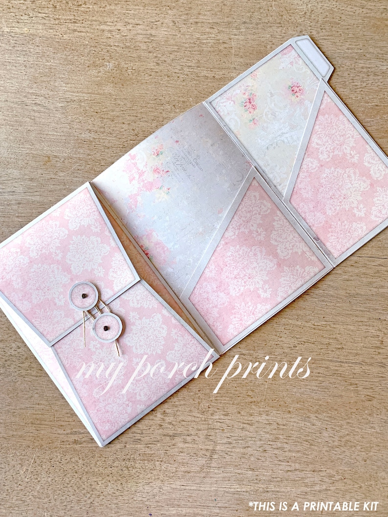 Junk Journal, Folding Folio, Pink, Damask, Pocket Folder, Craft Kit ...