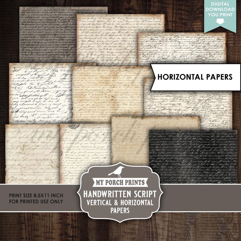 Handwritten Script Papers Junk Journal, Vintage Neutral Handwriting ...