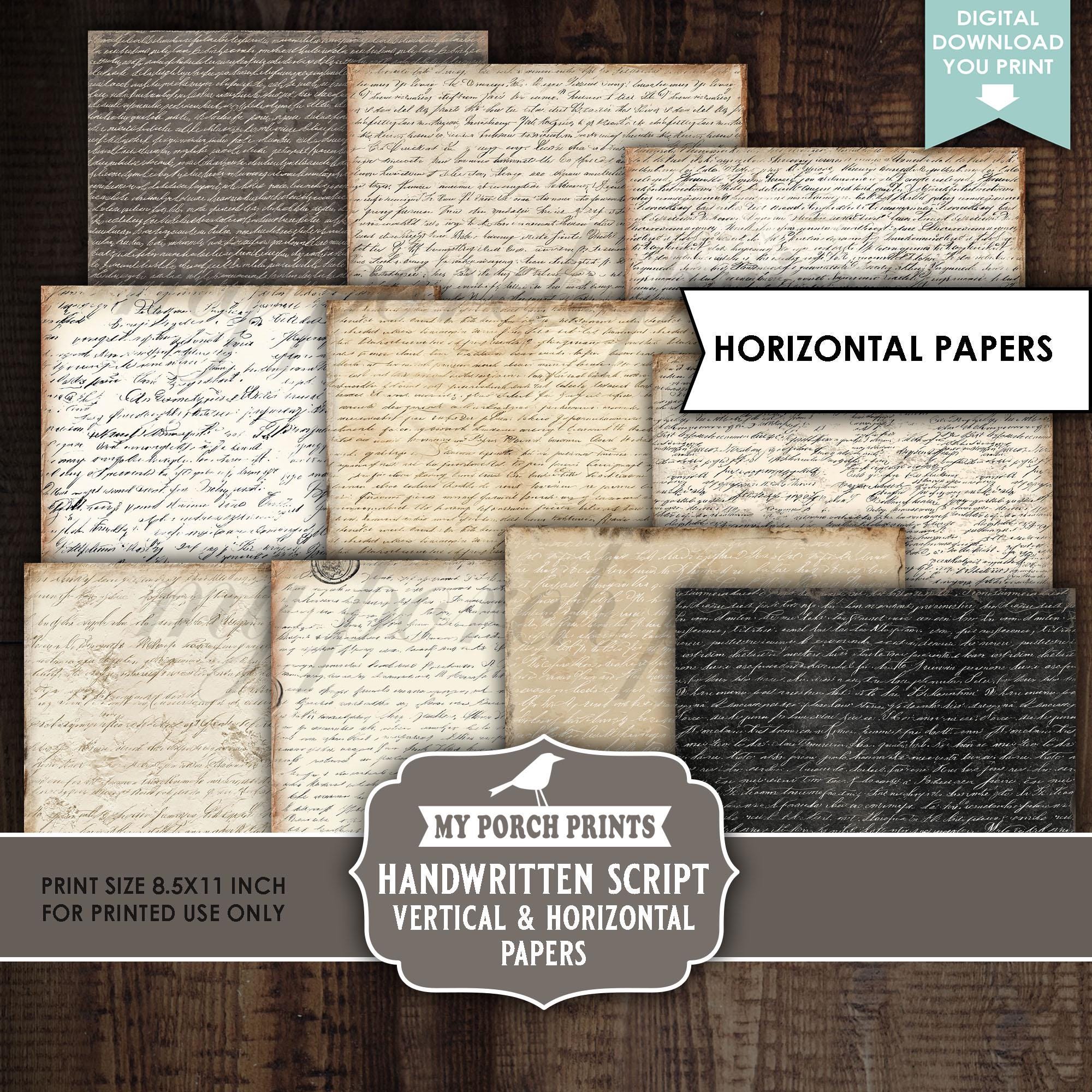 Handwritten Script Papers Junk Journal, Vintage Neutral Handwriting ...