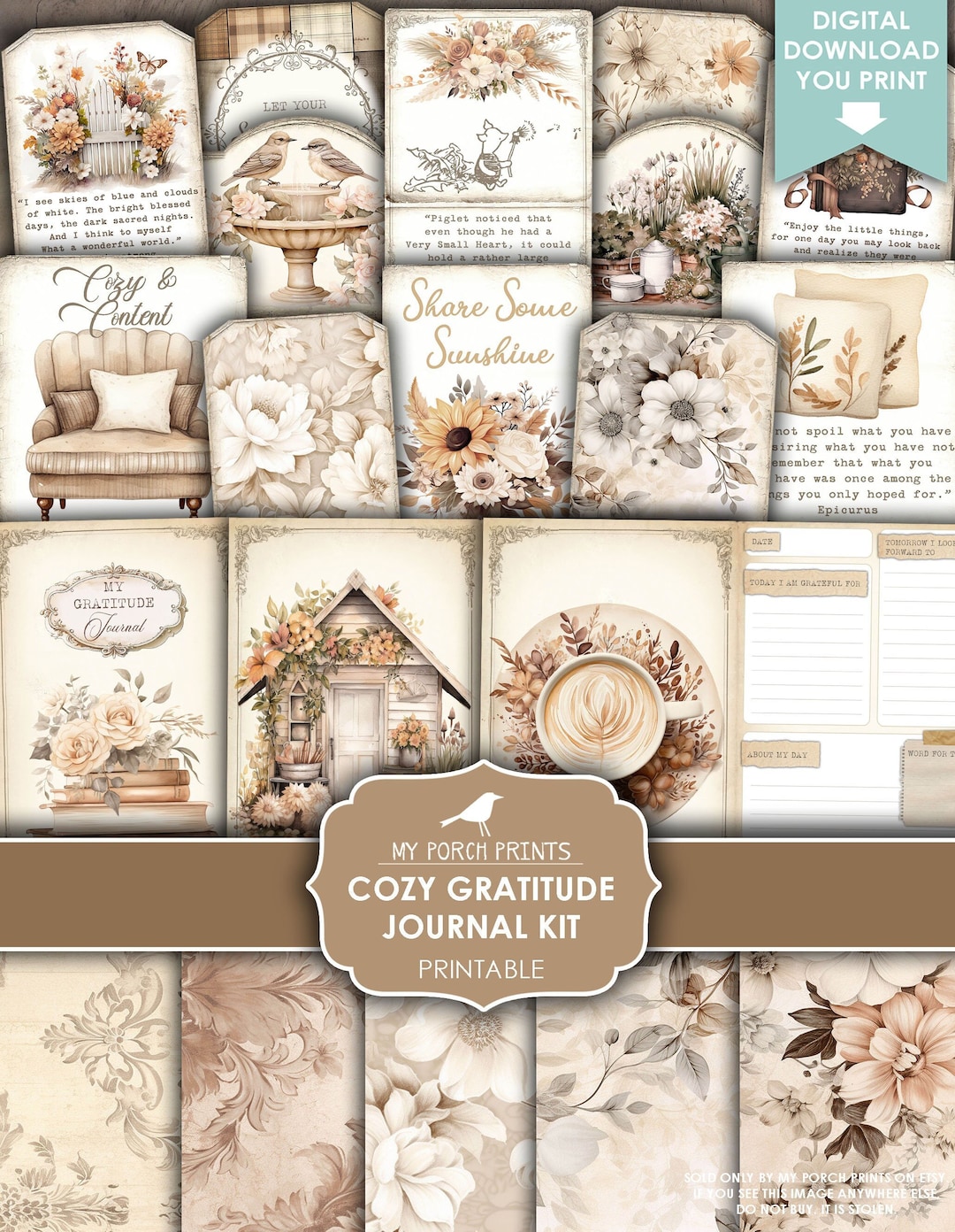 Cozy Gratitude Junk Journal Kit, Grateful, Planner, Thanksgiving ...