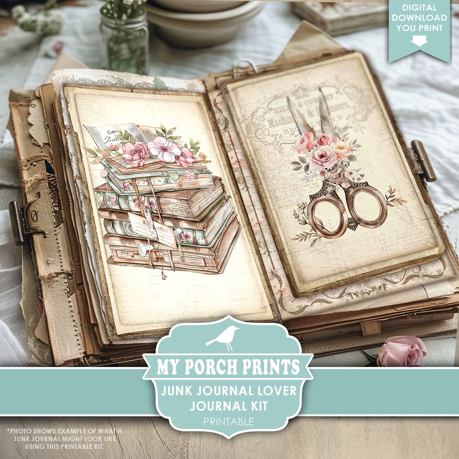 Junk Journal Lover JOURNAL Kit, Vintage, Books, Happy Mail, Journals ...