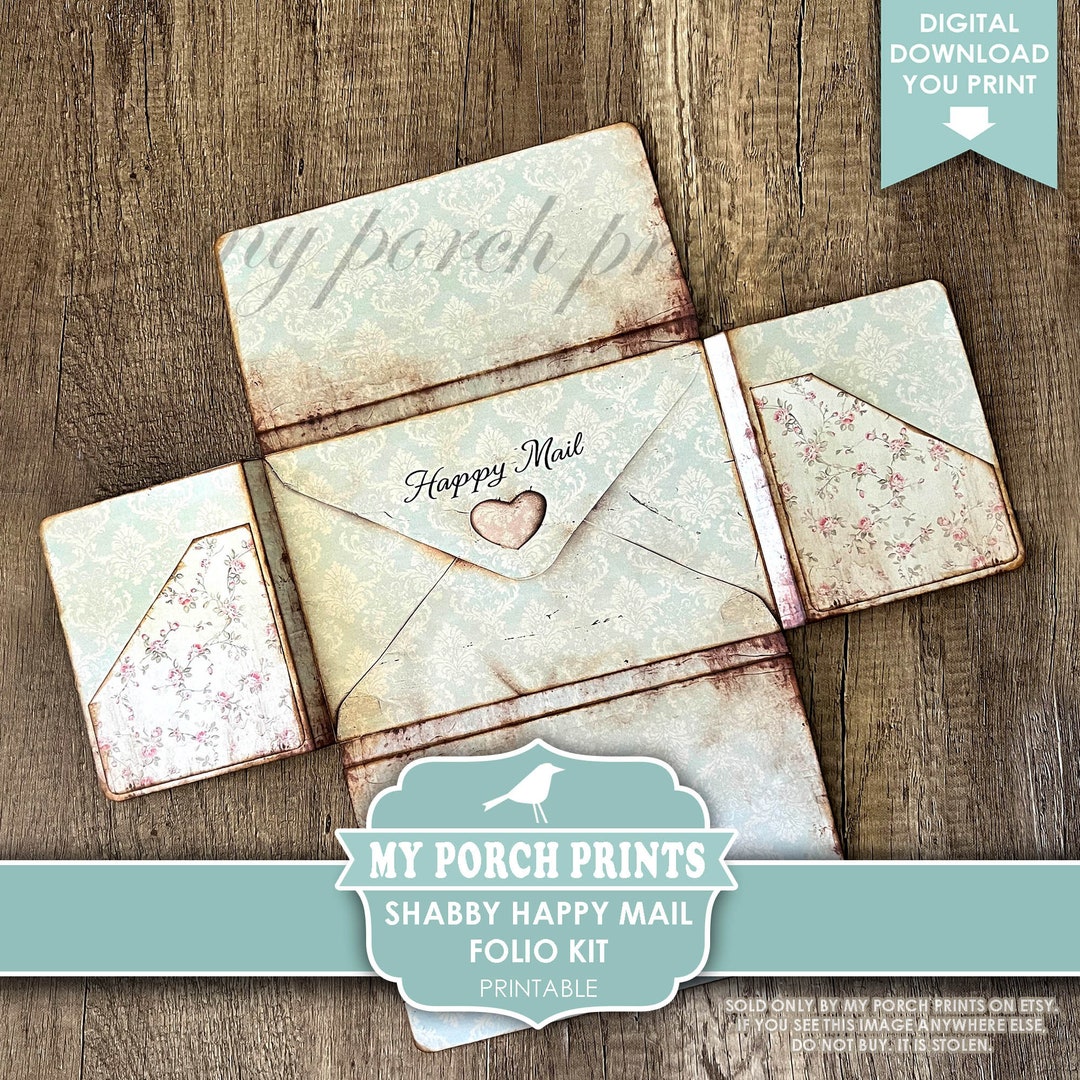 Shabby Happy Mail Folio Kit, Junk Journal, Snail Mail, Folder, Letter ...