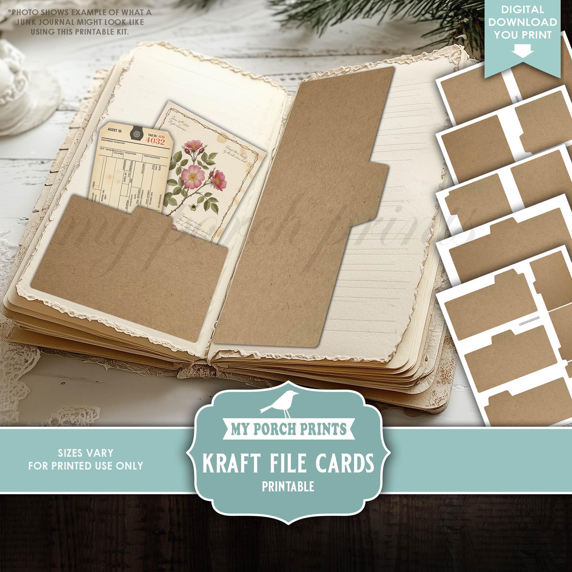Kraft File Cards, Junk Journal Ephemera Neutral Brown Pockets Scrapbook ...