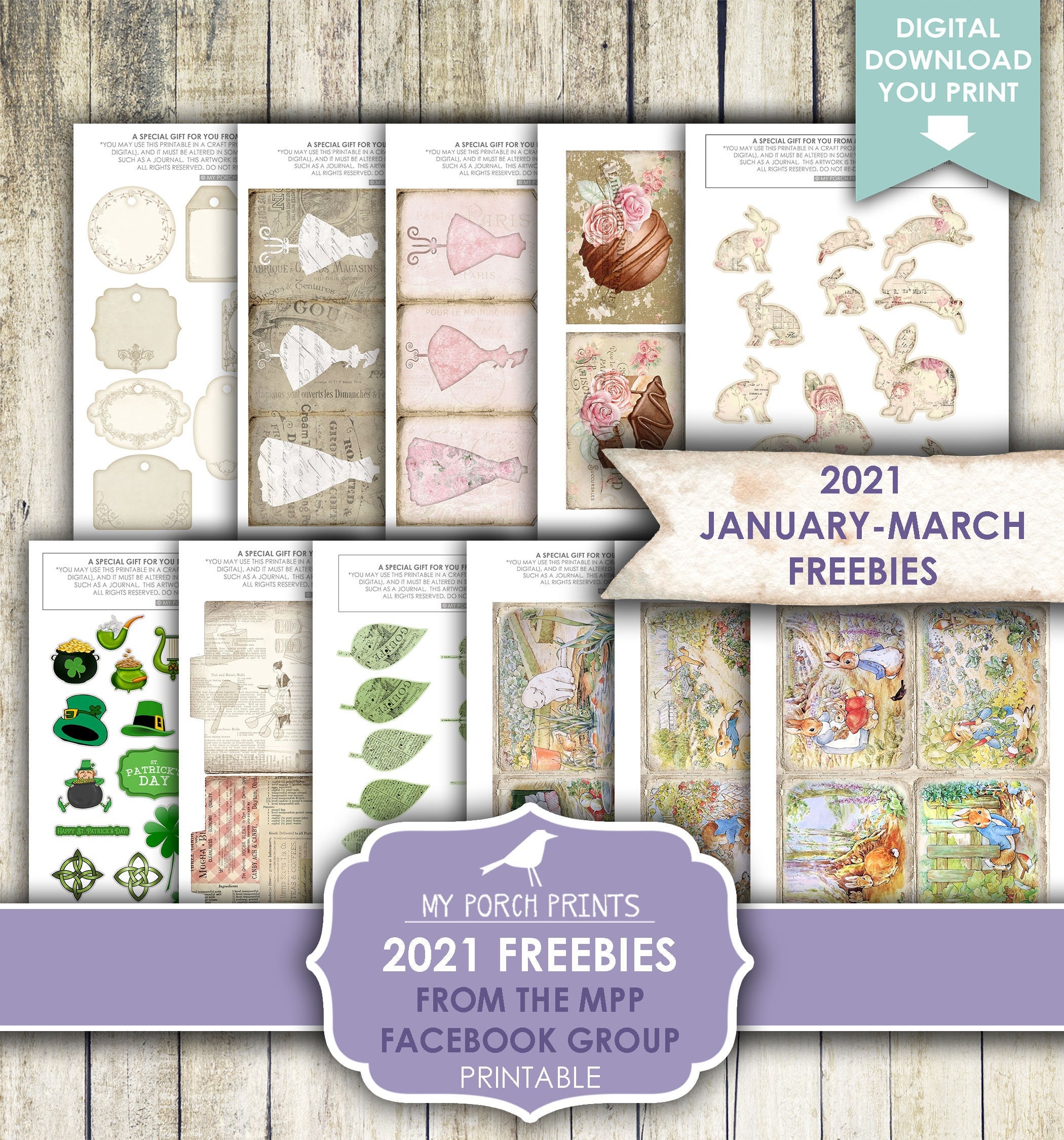 Junk Journal Freebies From 2021 January to March Facebook - Etsy