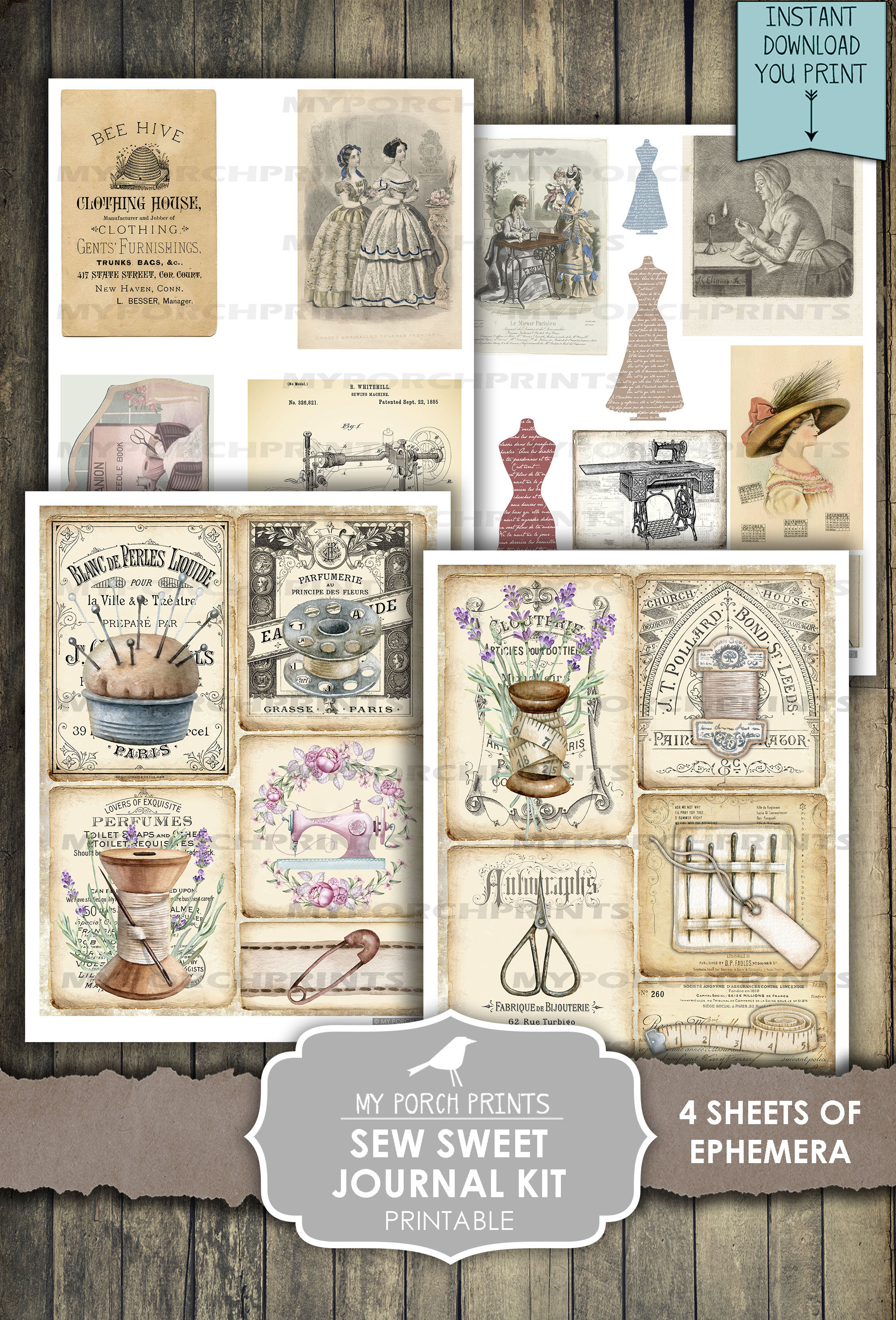 Junk Journal Kit Sew Sweet Sewing Vintage Sew Pin My - Etsy