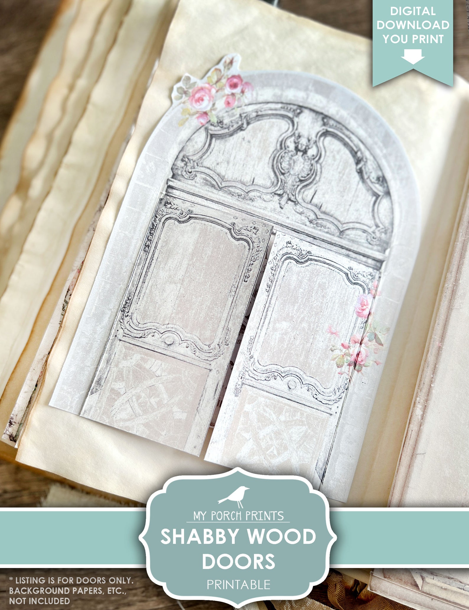 Shabby Doors Wood Junk Journal Door Open Gift Card - Etsy