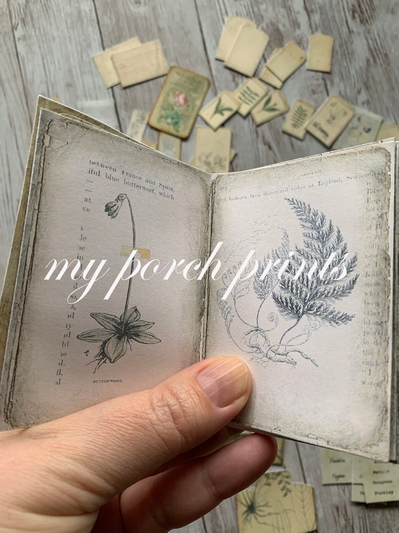 Botanical Pocket Sized Junk Journal Kit, No-sew Ephemera Printable ...