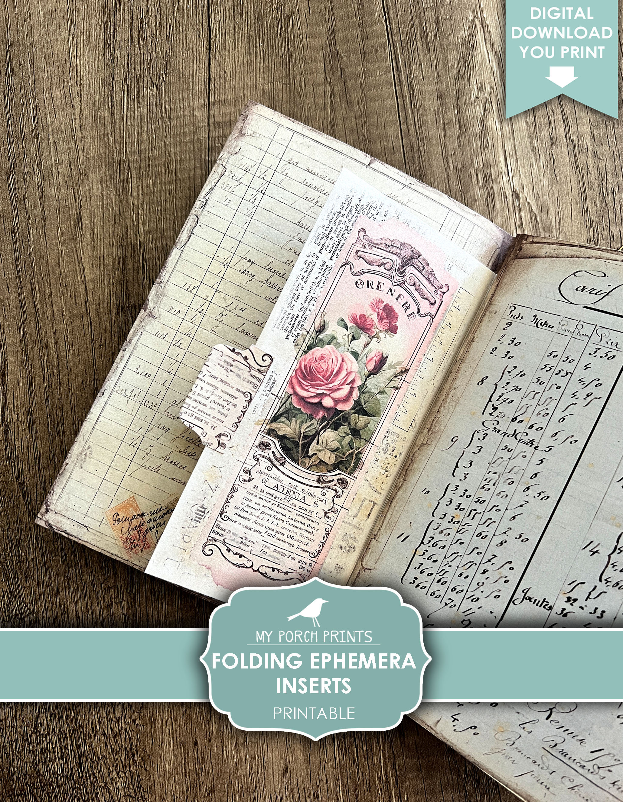 Junk Journal, Folding, Ephemera, Inserts, Neutral, Pages, Ledger ...