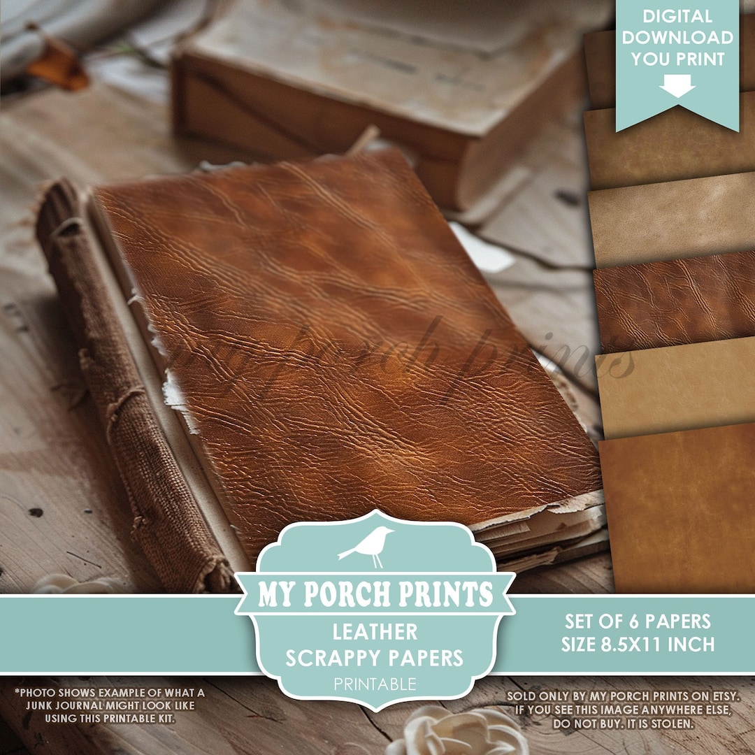 Leather Scrappy Papers, Junk Journal, Pages, Masculine, Men, Grunge ...