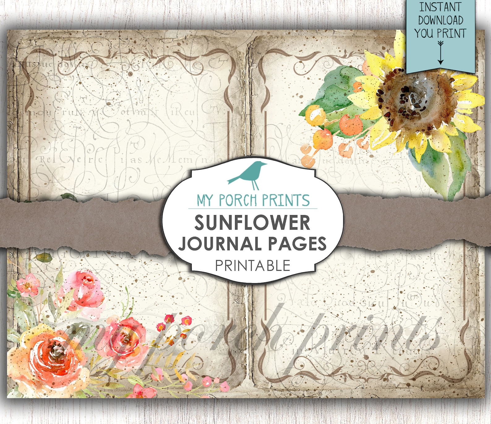Sunflower Journal Pages Junk Journal Kit Papers Ephemera - Etsy