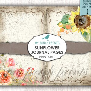 Sunflower, Journal Pages, Junk Journal Kit, Papers, Ephemera, Daisy ...