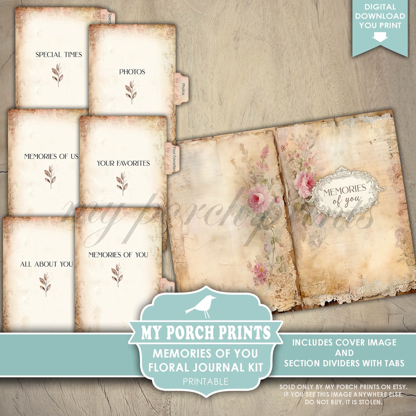 Memories of You Floral Junk Journal Kit, Memorial, Grief, Loss, Loved ...