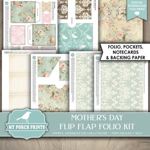 Mother's Day Flip Flap Folio Kit, Junk Journal, Shabby, Folder, Gift ...