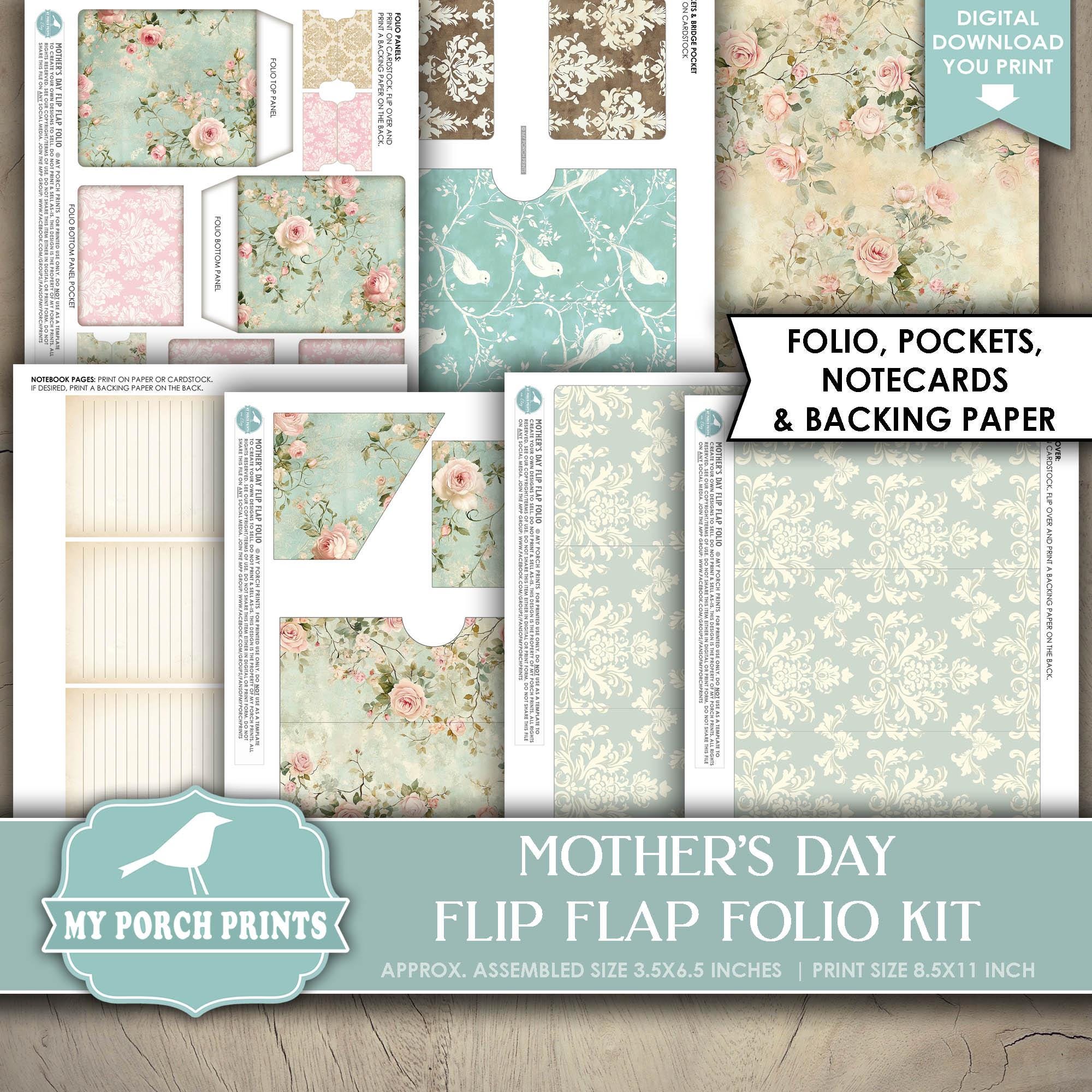 Mother's Day Flip Flap Folio Kit, Junk Journal, Shabby, Folder, Gift ...