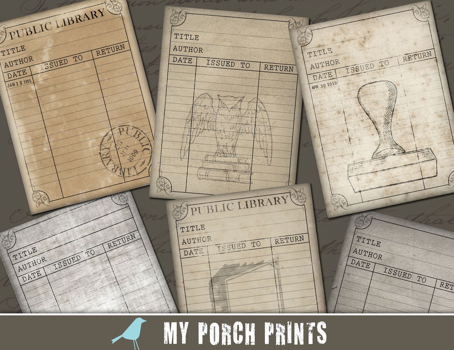 Junk Journal, Library Cards, ATC, Scrapbook, Paper, My Porch Prints ...