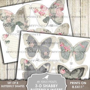 Junk Journal Insert, Shabby, 3D, Butterfly, Book Page, Dimensional, Pop ...
