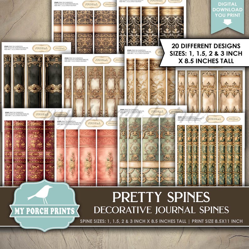 Pretty Spines for a Junk Journal, Book, Spine, Cover, Decorative ...