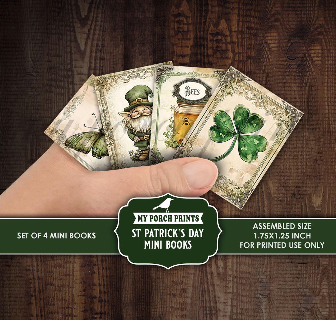 St Patrick's Day Mini Books, Junk Journal, Miniature, Lucky, Green ...