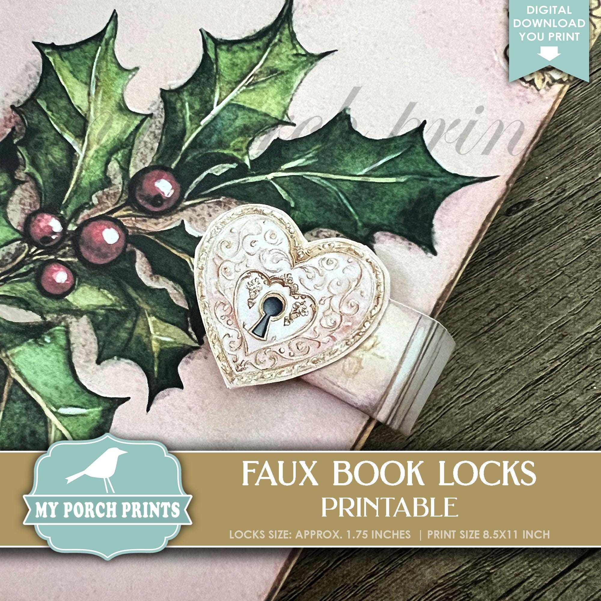 Faux BOOK LOCKS Junk Journal, Cover, Closure, Clasp, Neutral, Pink ...